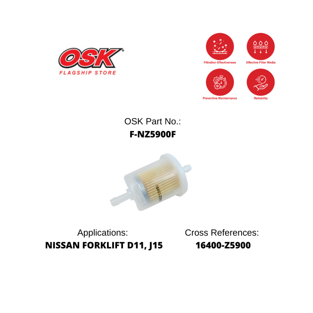 OSK Fuel Filter For Nissan Forklift D11,J15 F/F 16400-Z5900 | Shopee ...