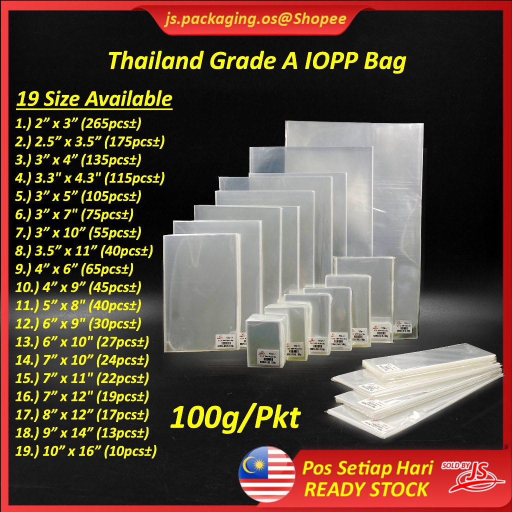 19 saiz Beg Plastik Lutcahaya Tinggi IOPP Siam (100g) | Shopee Malaysia