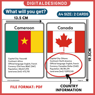 PDF Printable Country World Flags Flash Cards for kids Geography ...