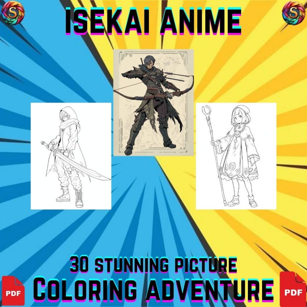 [PDF] Isekai Anime V1 Colouring Adventure - 30 PICTURE - Coloring Book ...
