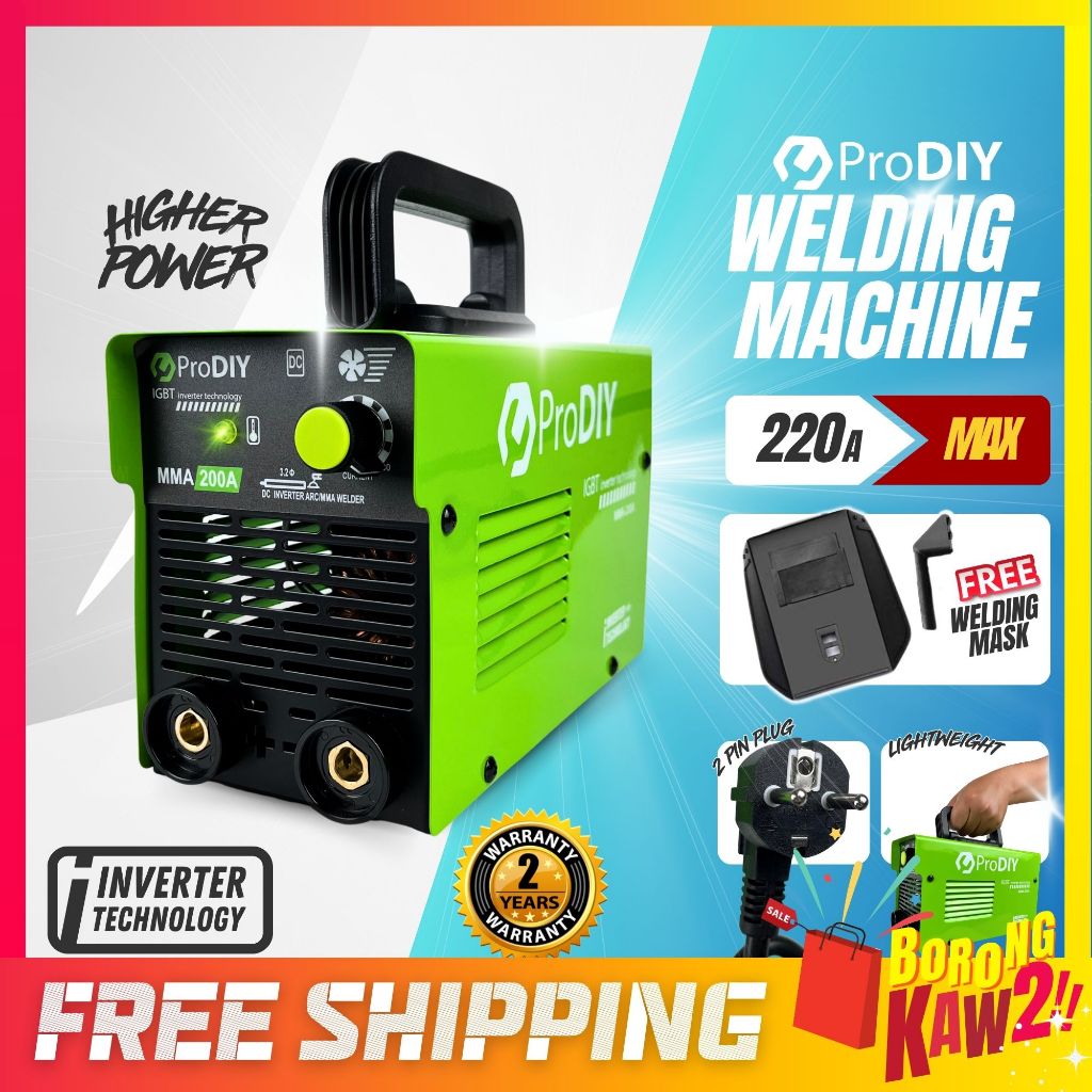 PRODIY MAA-200A IGBT ARC / MMA Mesin Welding Set Mini Welding Set ...