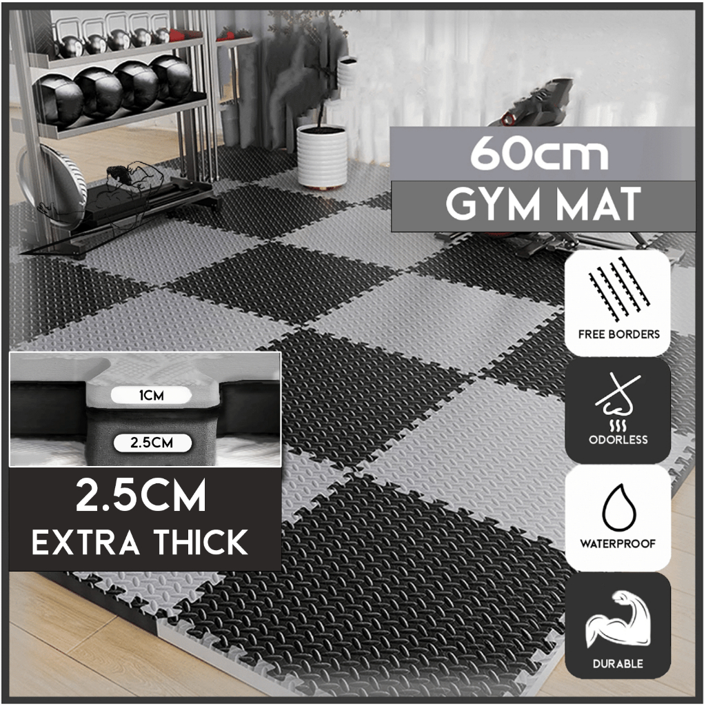 [FREE BORDERS] 60x60x2.5cm Puzzle Mat Gym Mat Baby Gym Playmat Exercise ...