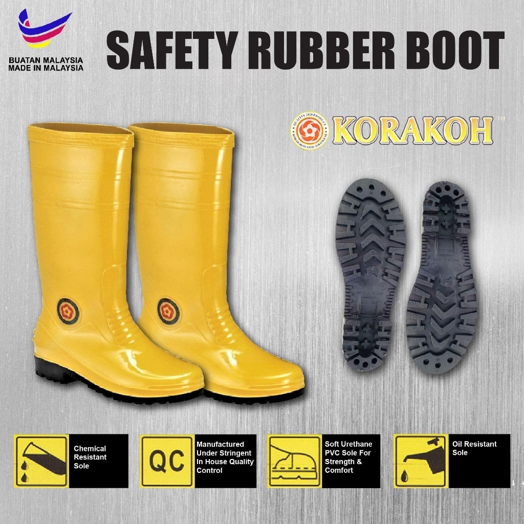 7000# KORAKOH SAFETY RUBBER BOOT (YELLOW) | Shopee Malaysia