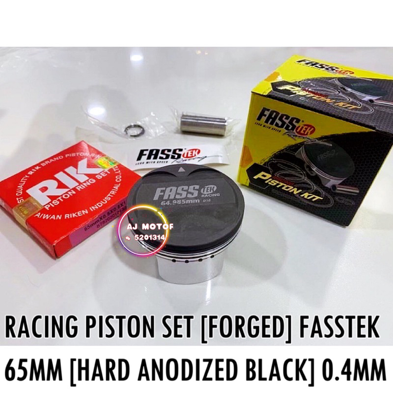 YAMAHA LC135 Y15ZR FZ150 FASSTEK SUPER HARD ANODIZED BLACK RACING FORGED PISTON 57MM 63MM 65MM ...