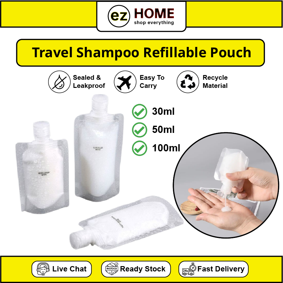 Travel Shampoo Lotion Bag Dispenser | 30, 50 & 100ml | Refillable ...