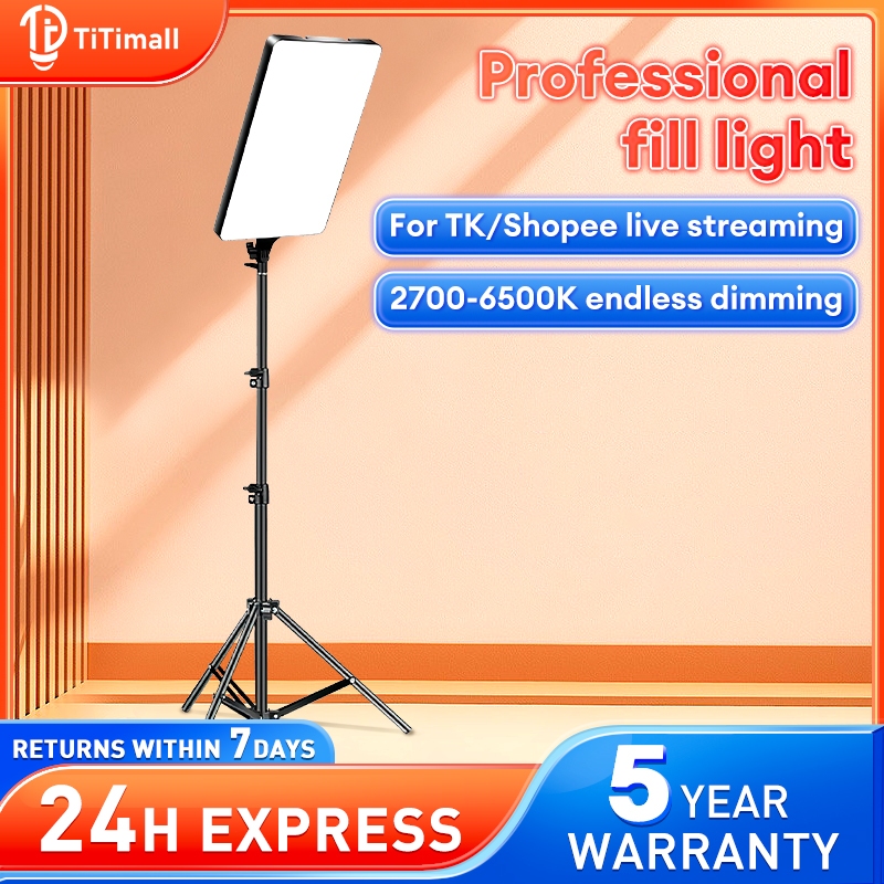 Photo Studio LED Light Fill Lamp 16/19/24inch With Tripod Stand 210cm Dimmable Photography ...
