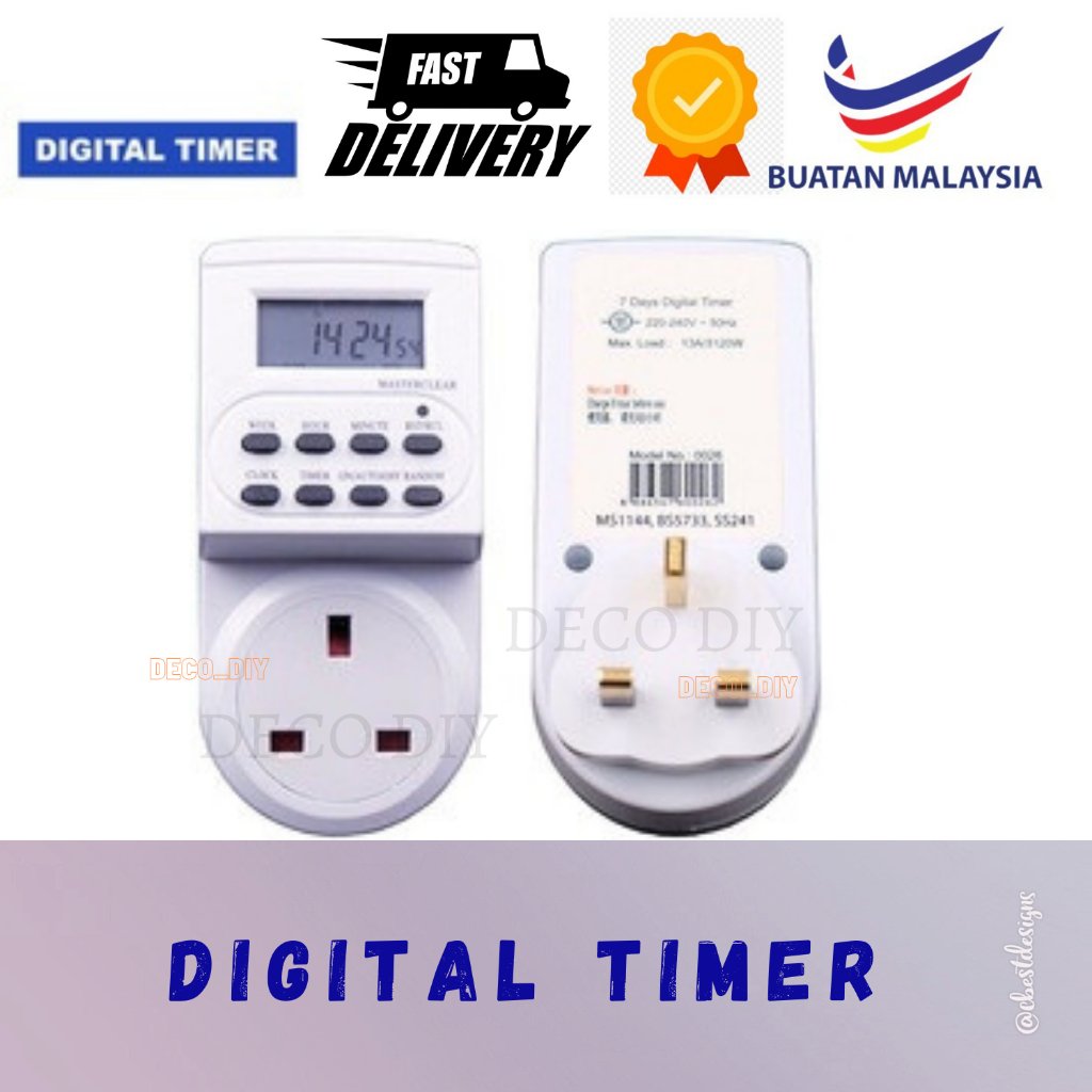 24 Hours DIGITAL 3PIN PLUG IN TIMER DIGITAL TIMER WITH SIRIM | Shopee Malaysia