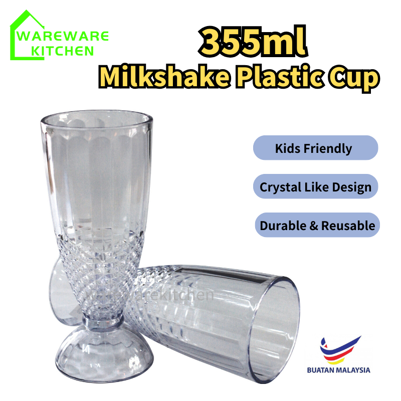 Milkshake Plastic Cup 355ml Ice Cream Float Mocktail Cup Cawan Plastik ...
