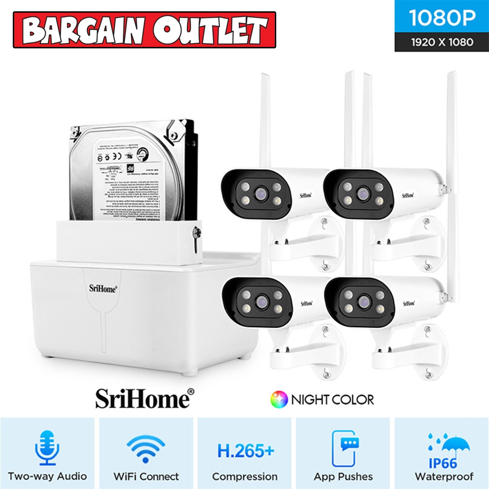 NVS004 4CH NVR Kit Wireless Security System (SRIHOME) + 4pcs 1080P FHD ...