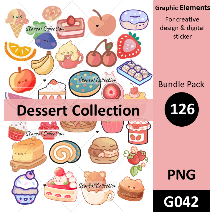 Dessert Collection PNG sticker Ice Cream Cake Candy Fruit Graphic ...