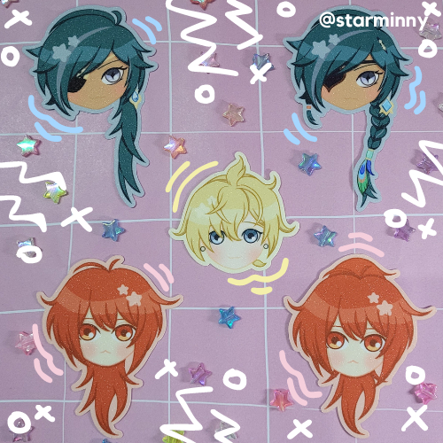 Genshin Impact Cute Chibi Stickers Series 1 | Kaeya | Mika | Diluc ...