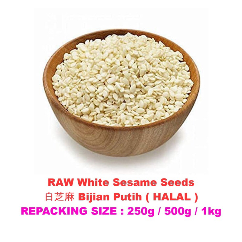 RAW White Sesame Seeds 白芝麻 Bijian Putih ( HALAL ) REPACKING SIZE 250g ...