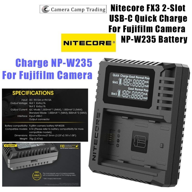 NITECORE FX3 Dual Slot USB-C Charger for FUJIFILM NP-W235 | Shopee Malaysia