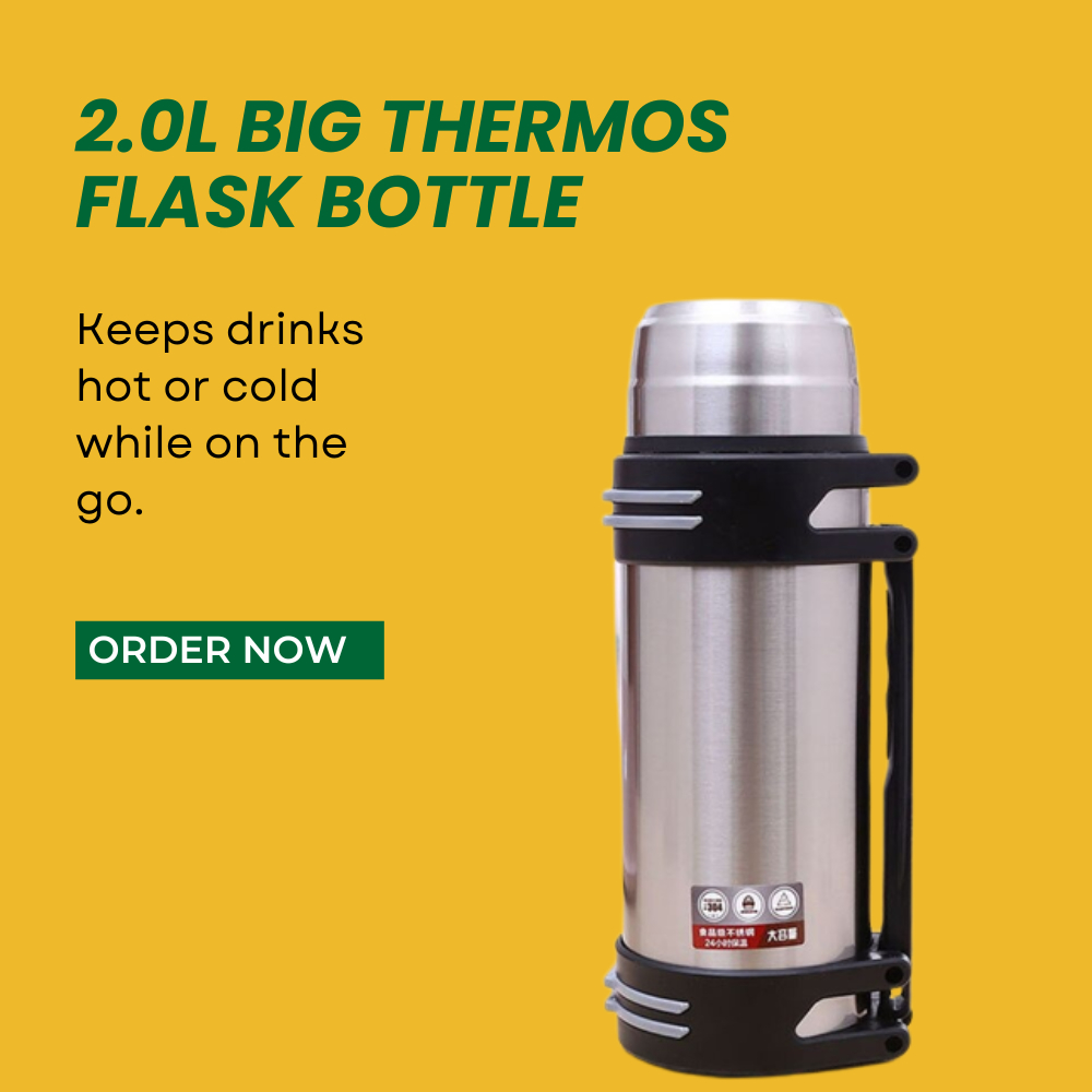 2.0L Big Stainless Steel Thermos Flask Travel Bottle Botel Air Besar ...