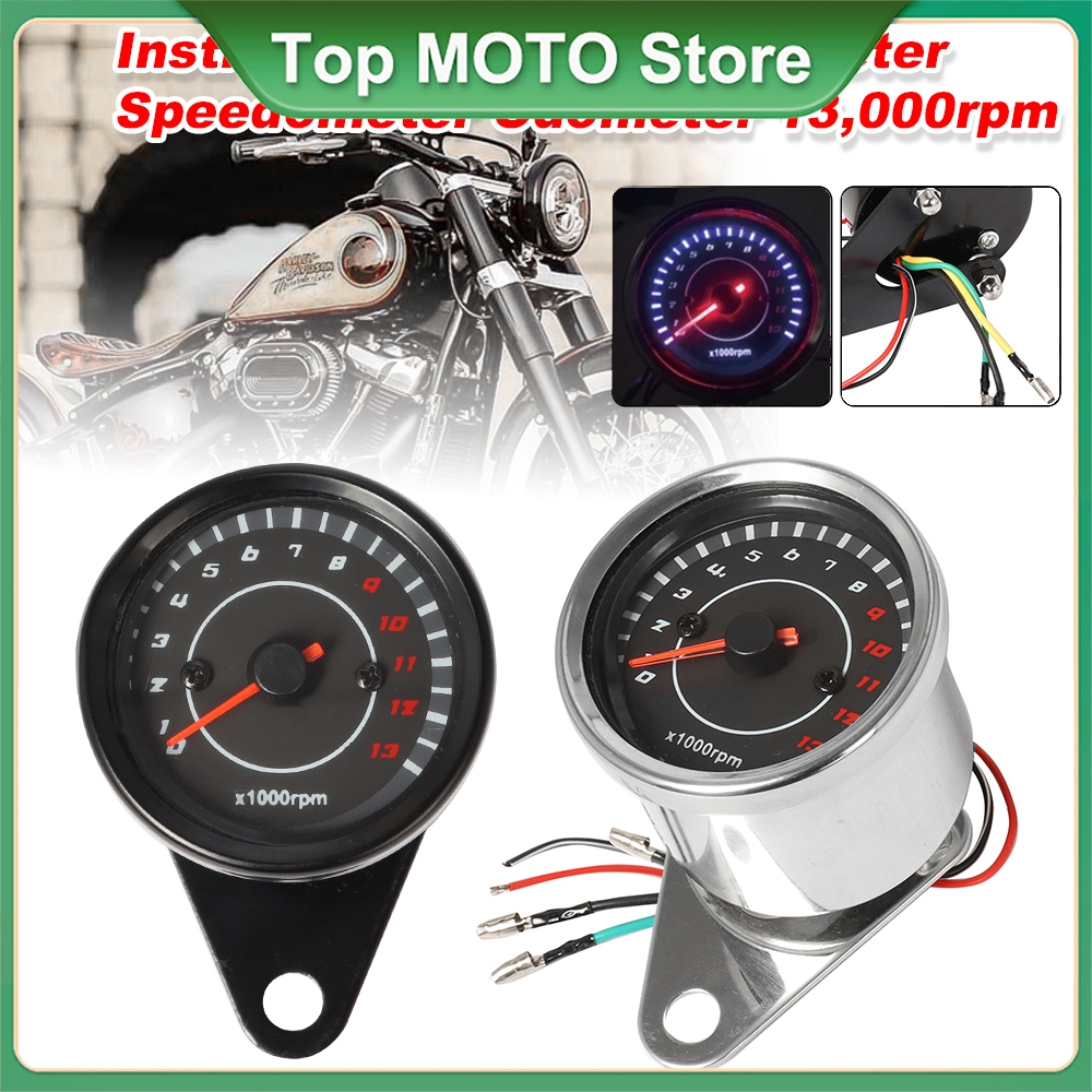 MOTORCYCLE RPM METER 12V TACHOMETER METER LED BACKLIGHT 13K RPM SHIFT ...