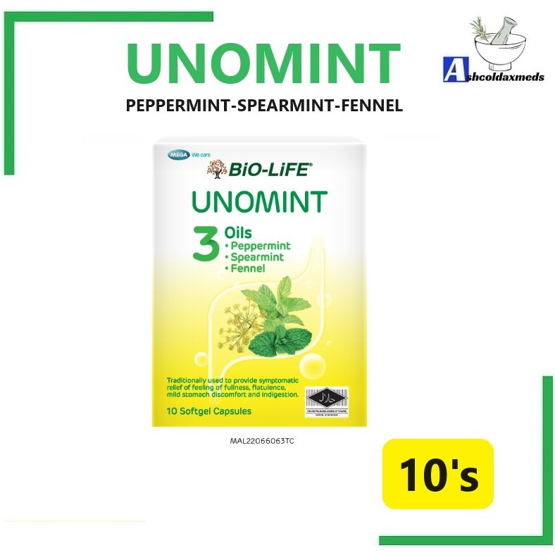 Biolife Unomint 10 Softgel Capsules (Relief of digestive disorders ...