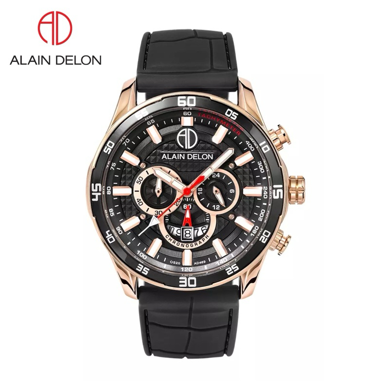Alain Delon Watch 💯 (Ori) AD469-1532C Men Chronograph Silicone Strap ...