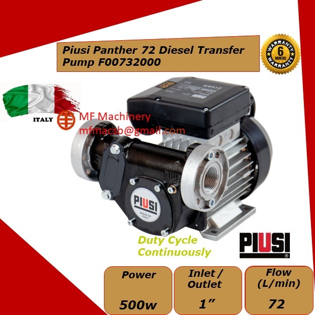Mf Piusi Panther 56 Diesel Transfer Pump F00730000 / Piusi Panther 72 ...