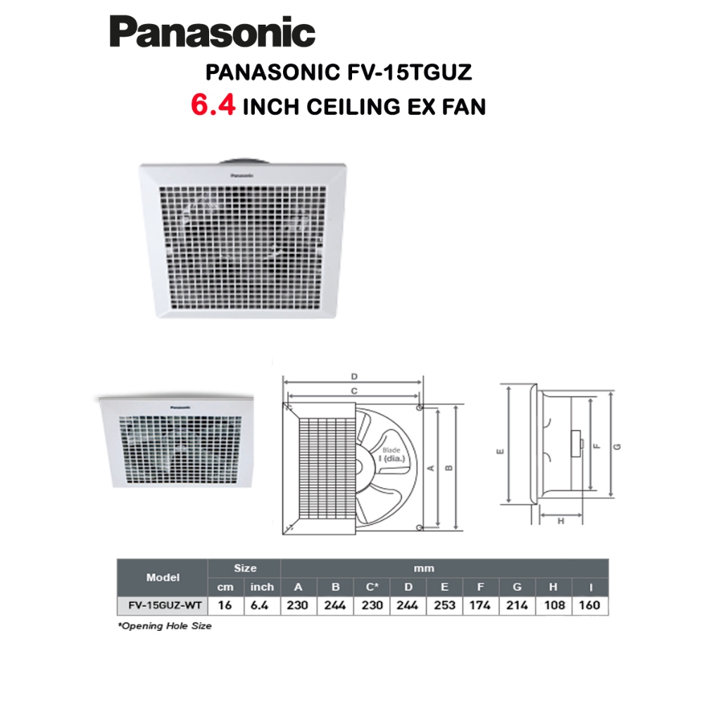 PANASONIC FV-15TGUZ CEILING MOUNT VENTILATOR FAN FV-15TGUZ-WT | Shopee ...
