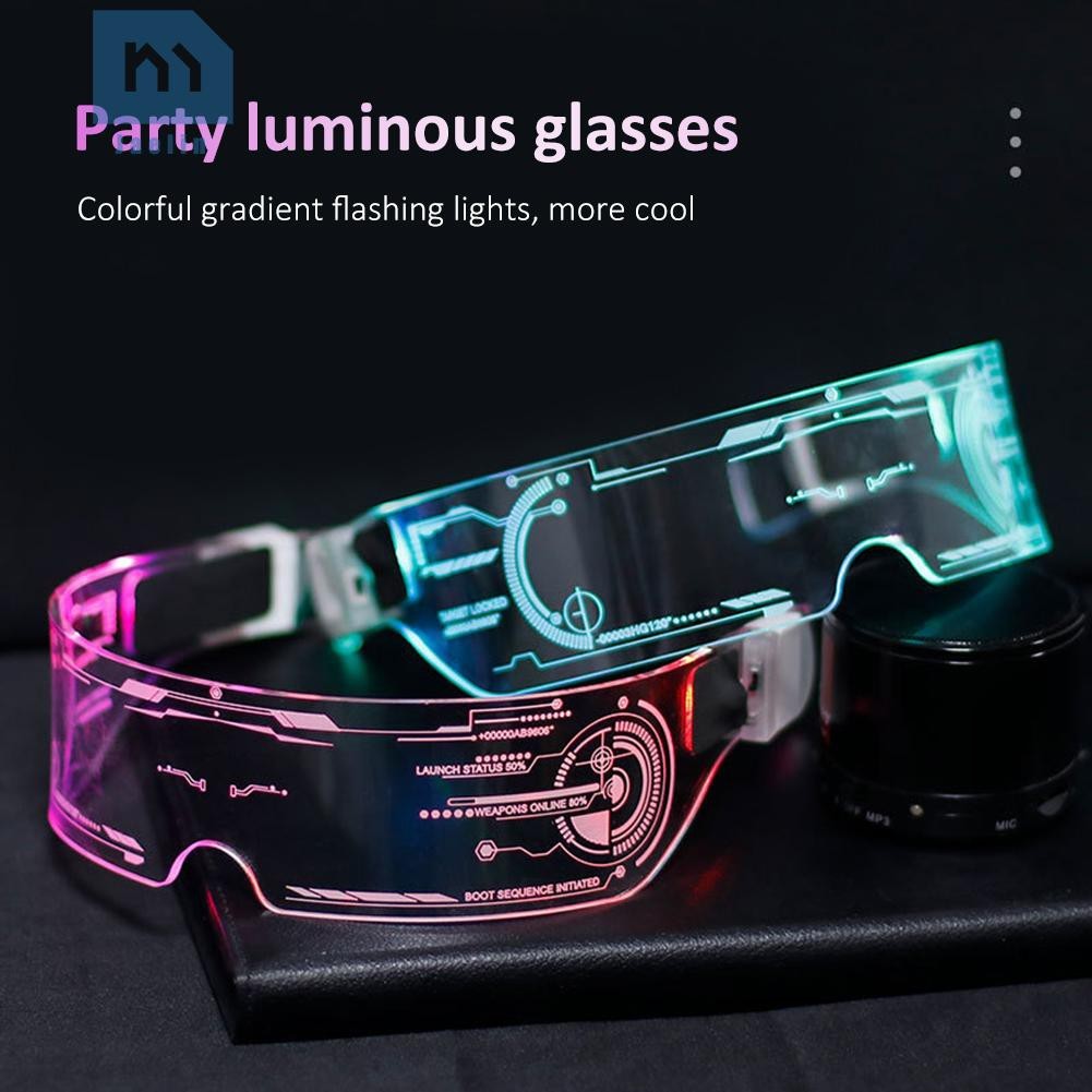 LED Luminous Glasses EL Wire Neon Light 超酷炫 LED荧光墨 七彩炫光LED灯发光眼镜 蹦迪眼镜 ...