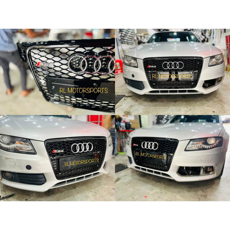 Audi A4 B8 B8.5 RS RS4 front grill grille kidney logo emblem cover spoiler lip bodykit body kit ...