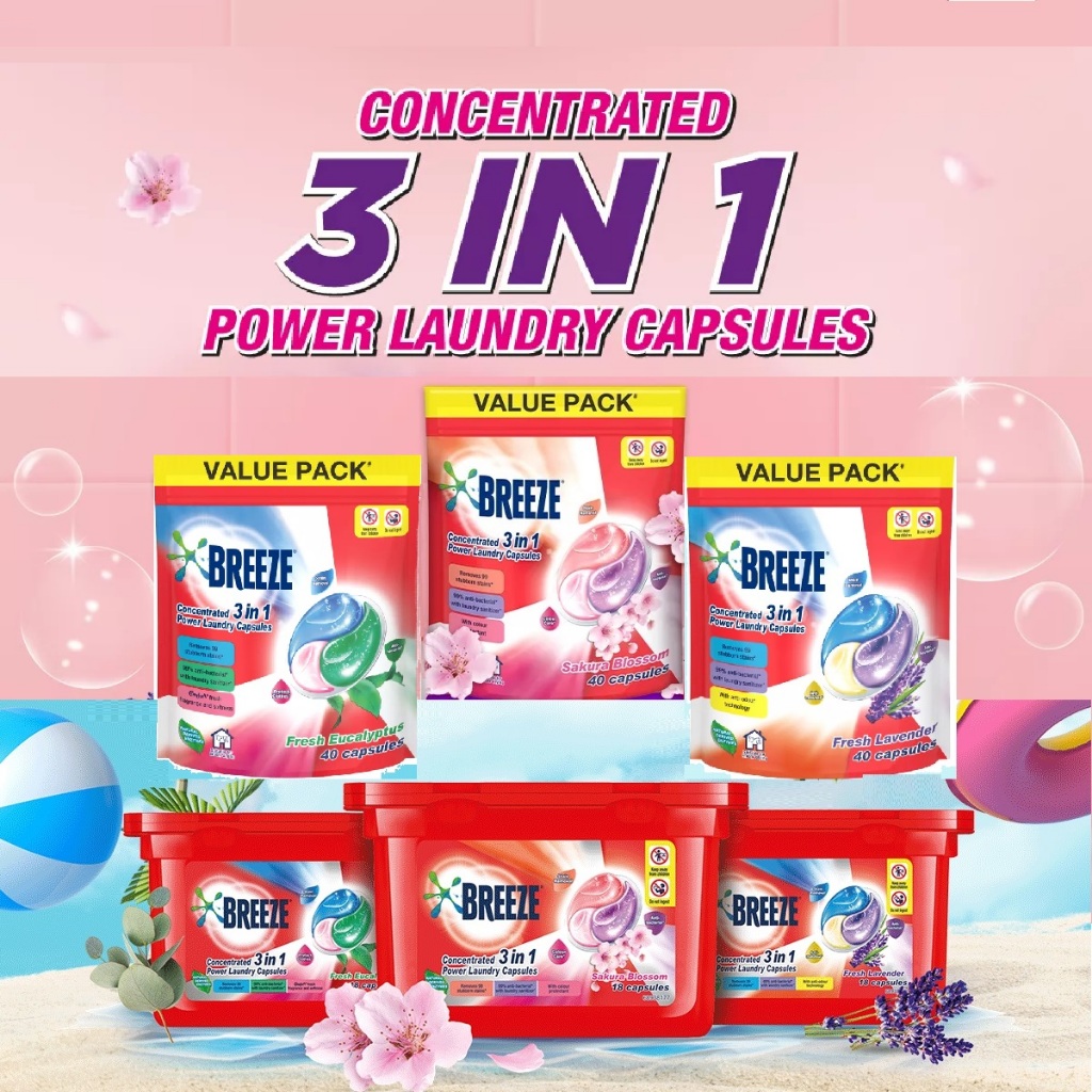 Breeze 3 in 1 Power Laundry Capsules - Combo Pack / Super Value Pack ...