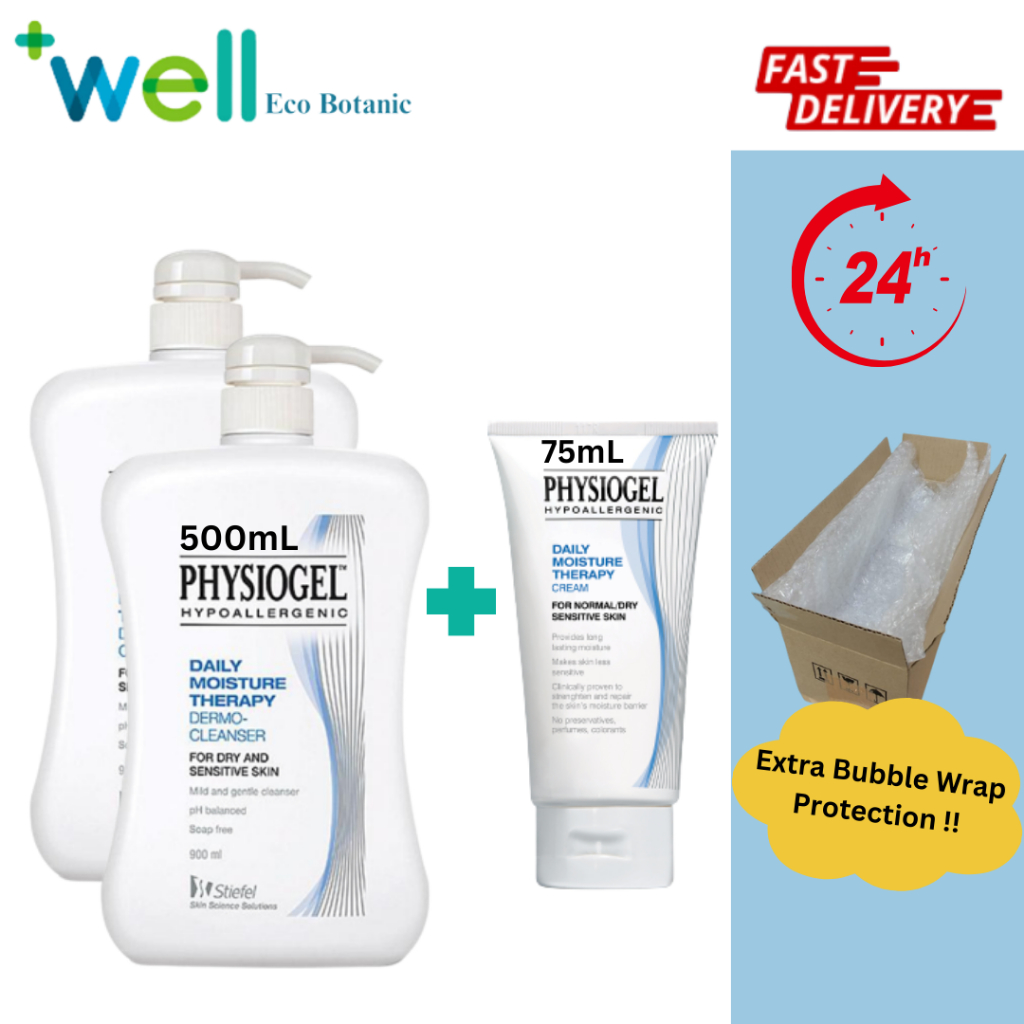 Physiogel Daily Moisture Therapy Dermo-Cleanser [1000mL + 75mL cream](twin pack) / 150mL Dermo ...