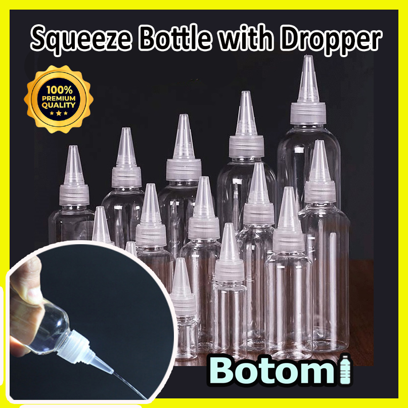10ml to 250ml refillable transparent pet plastic squeeze bottle dropper ...
