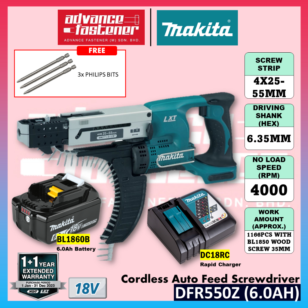 MAKITA DFR550Z / DFR550 18V Cordless Auto Feed Screwdriver | Shopee ...
