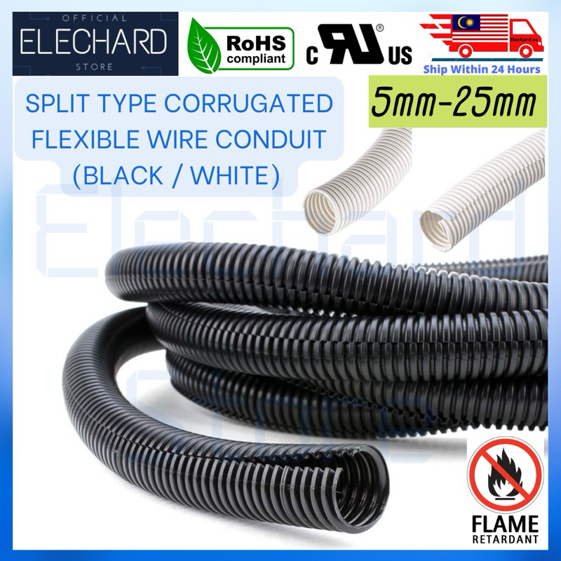 1 Meter Black White Split Type Wire Conduit Wire Loom Sleeve Tube ...