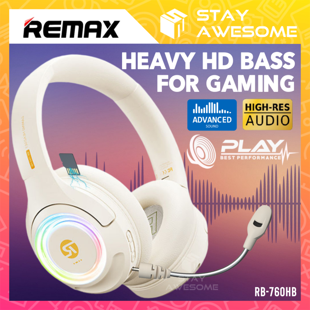 REMAX Wireless Stereo Bass Headphone For Gaming Bluetooth PC Headset TF ...