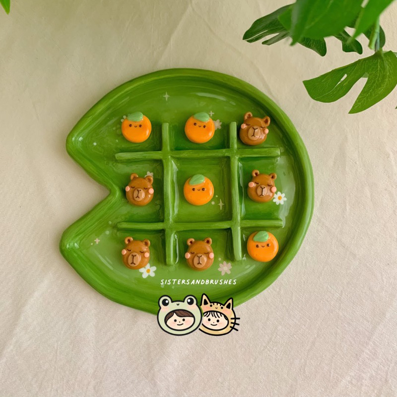 🌼 sistersandbrushes 🌼 Handmade Clay Tic-Tac-Toe Board Game Unique Cute ...