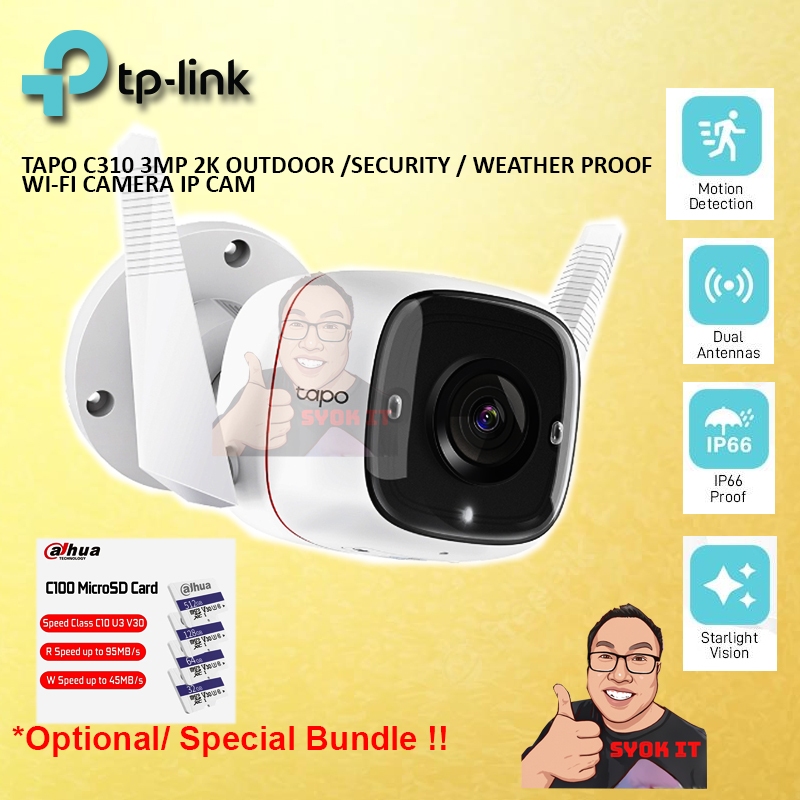 TP-Link Tapo C310 3MP 2K IP66 Weatherproof, Motion Detection, Two-Way Audio Outdoor Security Wi ...