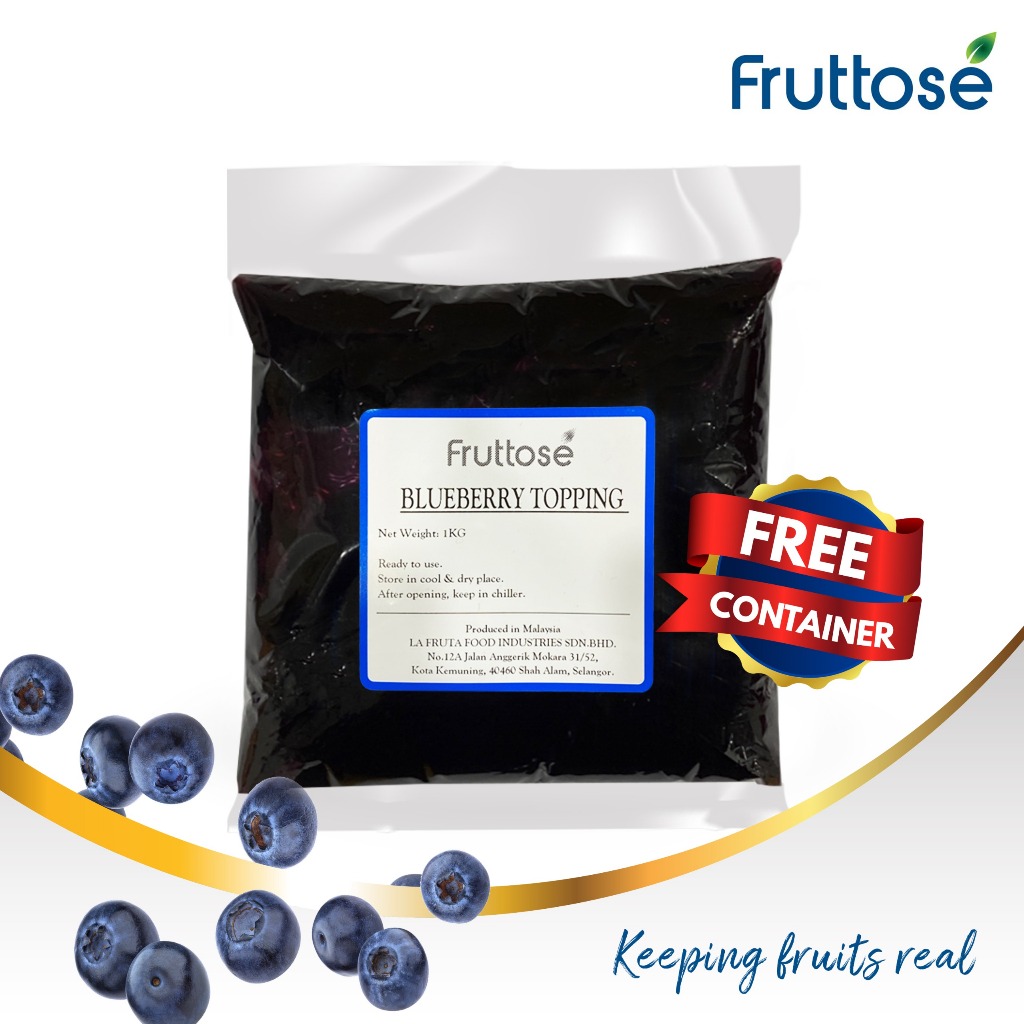 FRUTTOSE BLUEBERRY TOPPING / GARNISH / DRIZZLE (1000G) + Free Container ...