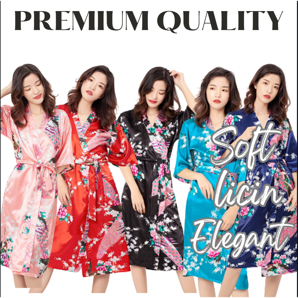 Malaysia Seller - Premium Quality Japanese Kimono Nightwear Long Robe ...