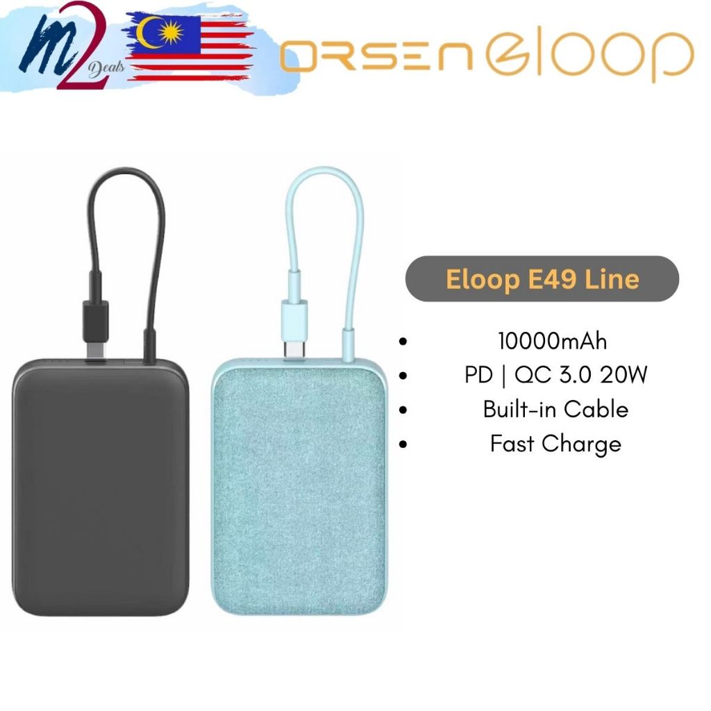 Orsen ELOOP Powerbank E49 Line 10000mAh PD 20W Kabel Terbina Dalam Powerbank Pengecasan Cepat ...