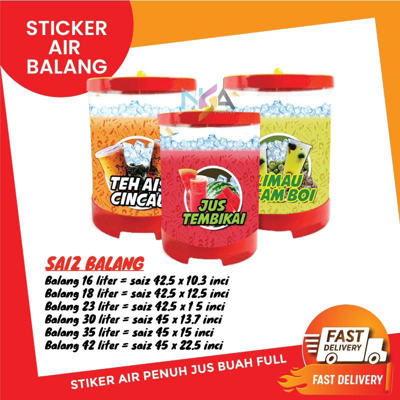 Sticker Air Balang Keliling Stiker Air Penuh Jus Buah Full | Shopee ...
