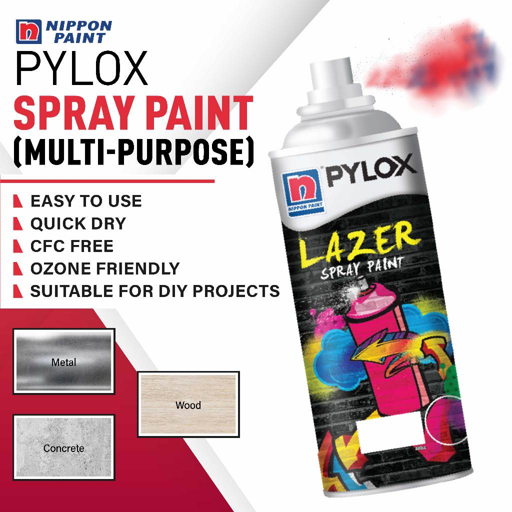 Nippon Pylox Lazer Spray Paint Multipurpose Spray For Wood & Metal Wall ...