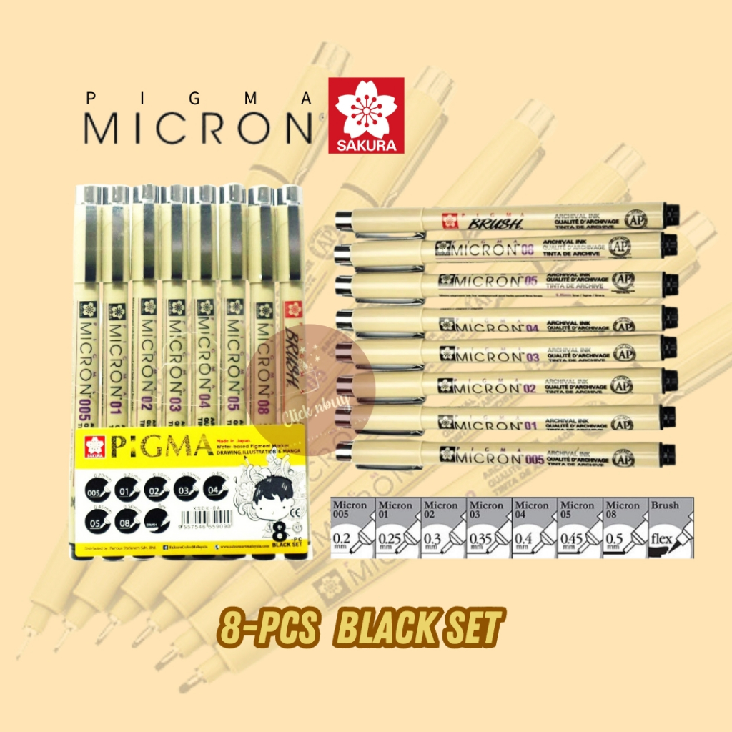 SAKURA Pigma Micron Technical Drawing Pen Set (Black & Color) | Shopee Malaysia