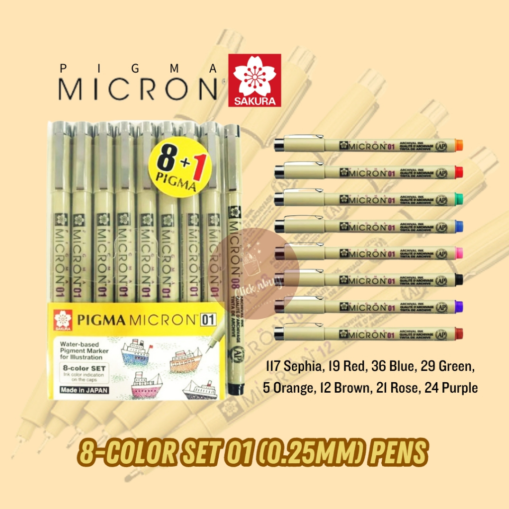 SAKURA Pigma Micron Technical Drawing Pen Set (Black & Color) | Shopee ...