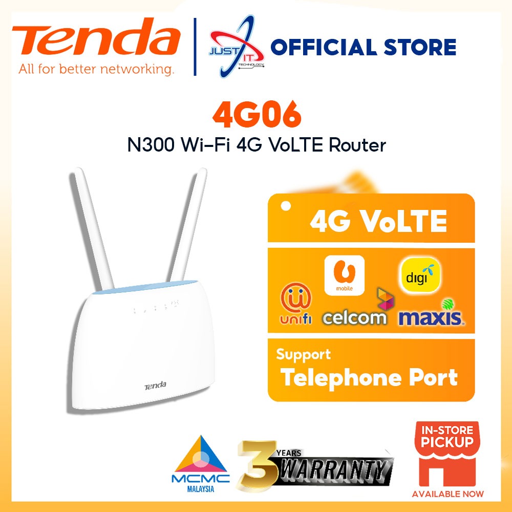 TENDA 4G06 N300 Wi-Fi 4G VoLTE Router | Shopee Malaysia