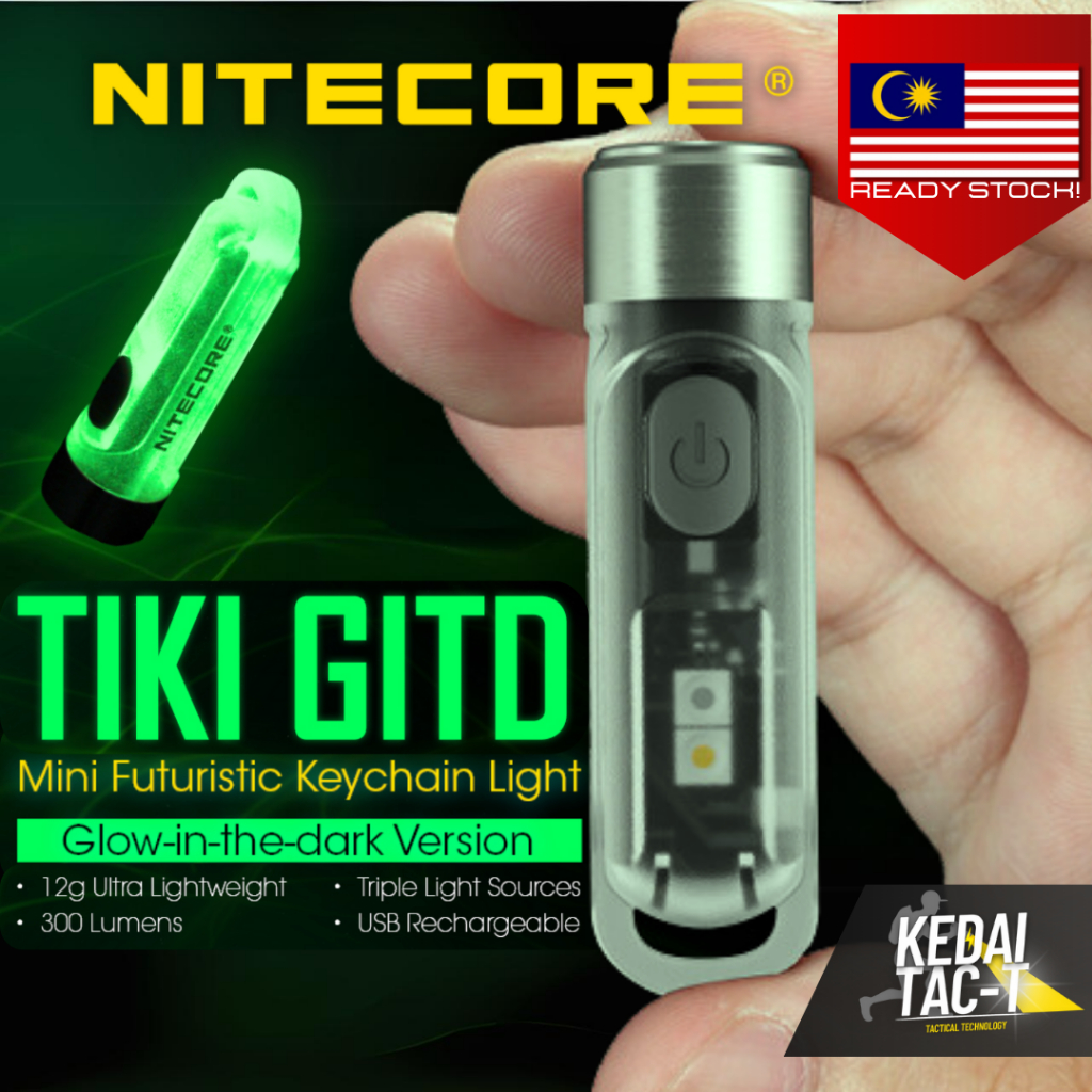 NITECORE TIKI GITD GREEN (USB TYPE-C) - 300 Lumen USB Rechargeable ...
