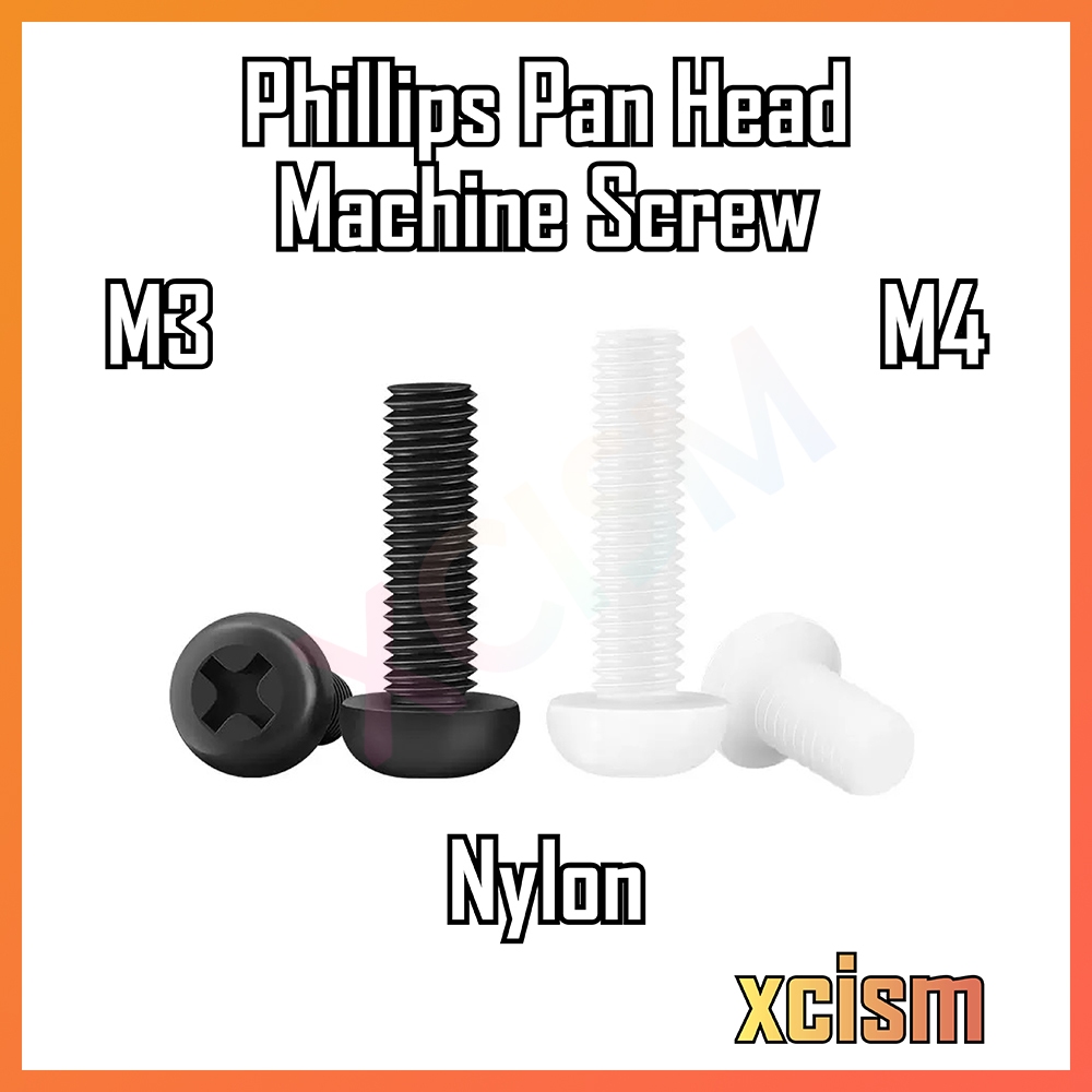 M3 M4 Phillips Cross Pan Round Head Plastic Black White Nylon Machine ...