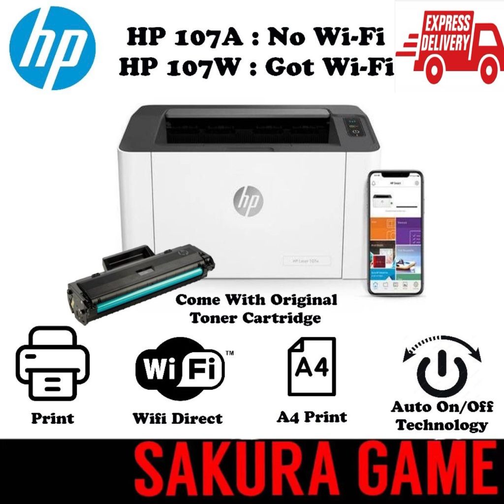 HP Laserjet 107A Wired / 107W Wireless Printer (BRAND NEW) | Shopee ...