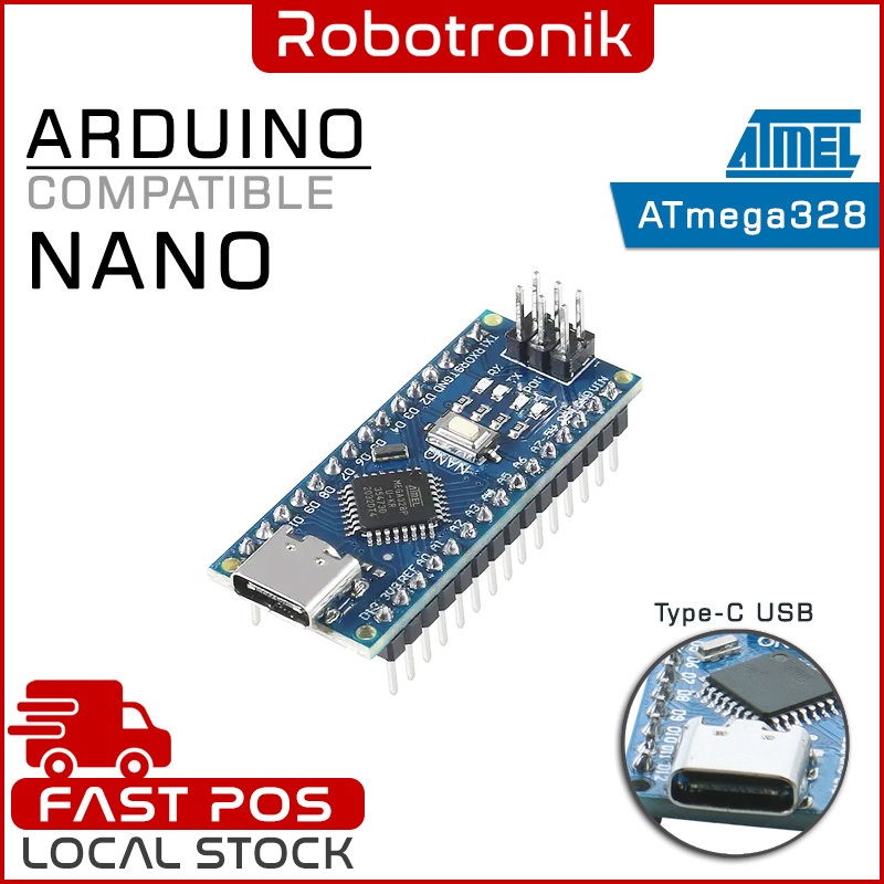 NANO V3 (FT232) Microcontroller ATmega328 Development Board - Arduino Compatible MINI Type-C ...