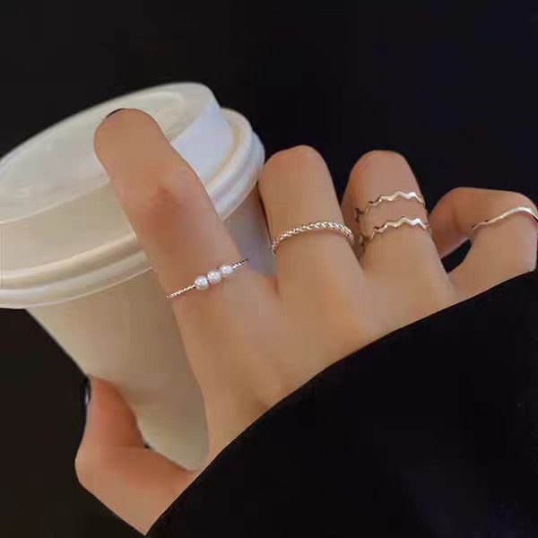 Limited time OFFER! 5 Pieces Rings Set Japanese Korean Ins Style Women ...