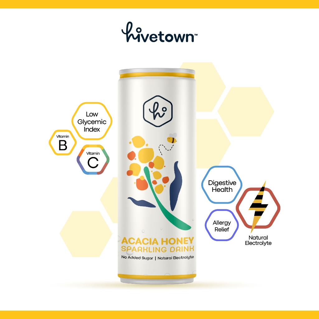 HIVETOWN Acacia Sparkling Honey Drink 320ml (Single can) | Shopee Malaysia