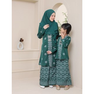 SET FAMILY KEBARUNG SONGKET BUNGA TABUR EMERALD GREEN | Shopee Malaysia