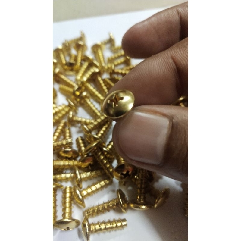 10biji Skru M4 Gold , Skru trip kasar skru motor dan kereta | Shopee ...