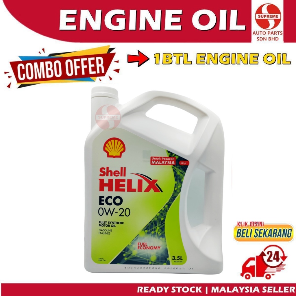 S2U Original Shell Helix Eco 0W20 Engine Oil Fully Synthetic 3.5Liter ...